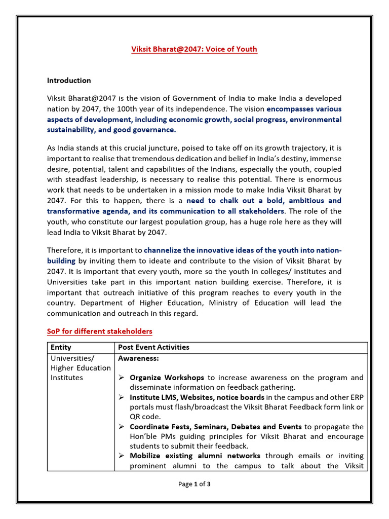 C Viksit Bharat SoP | PDF | Social Media | Popular Culture & Media Studies C Viksit Bharat SoP | PDF | Social Media | Popular Culture & Media Studies