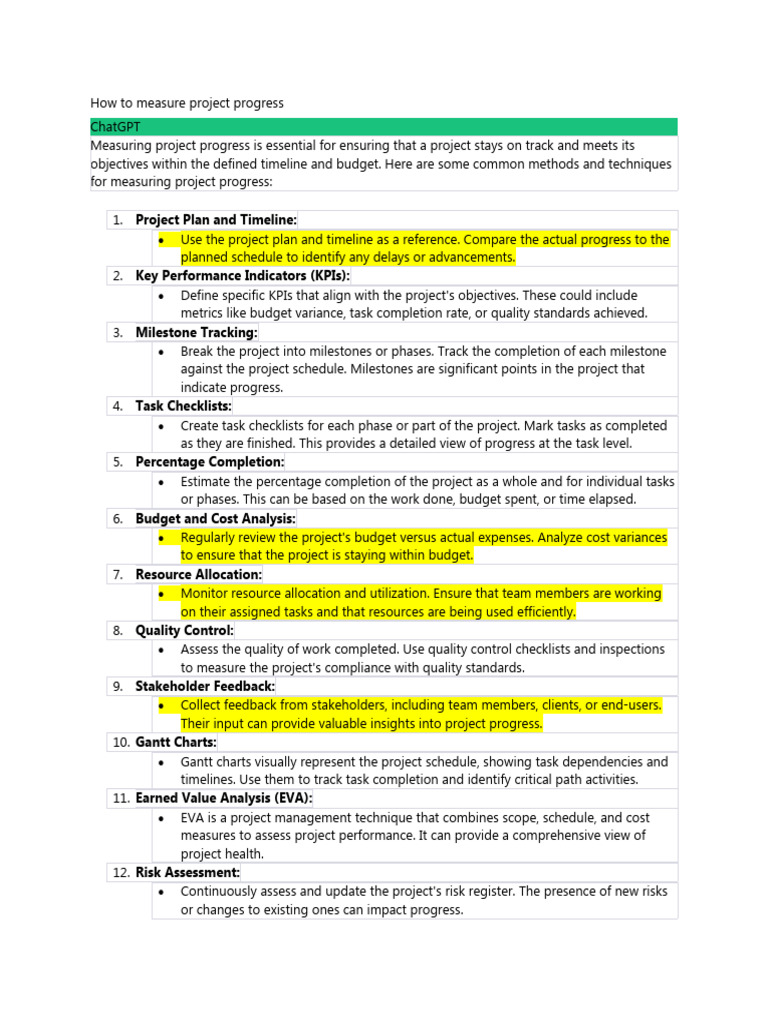 How To Measure Project Progress | PDF | Risk | Risk Management