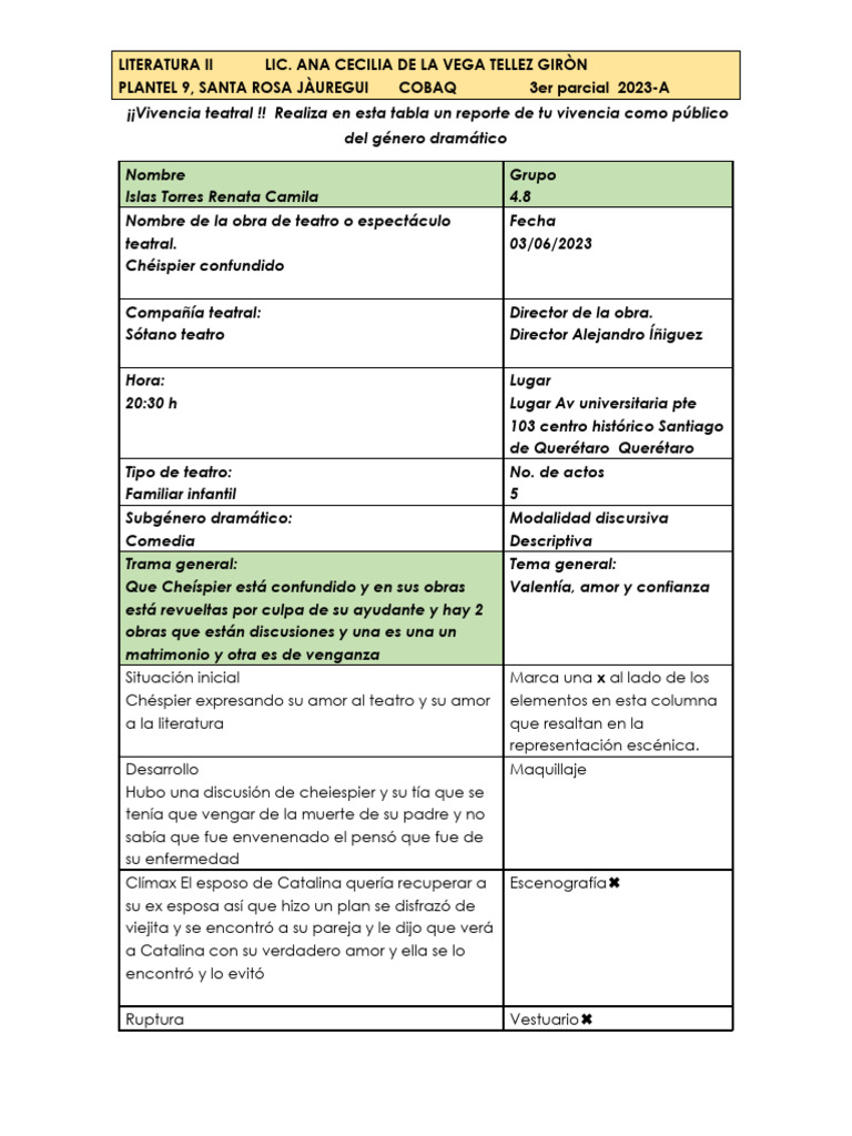 Ficha de Vivencia Teatral.docx (1) | Descargar gratis PDF | Teatro | Amor Ficha de Vivencia Teatral.docx (1) | Descargar gratis PDF | Teatro | Amor