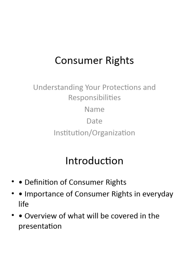 Understanding Consumer Rights and Protections | PDF | Consumer ...
