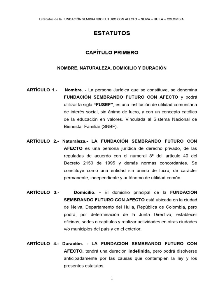 ESTATUTOS Reformados 2019 | PDF | Fundación (sin fines de lucro) | Quórum