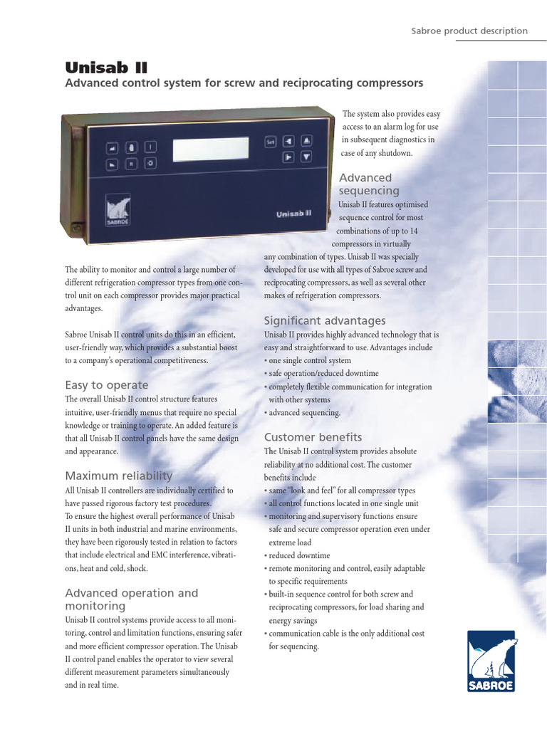 Unisab II - Sabroe | PDF | Usability | Reliability Engineering