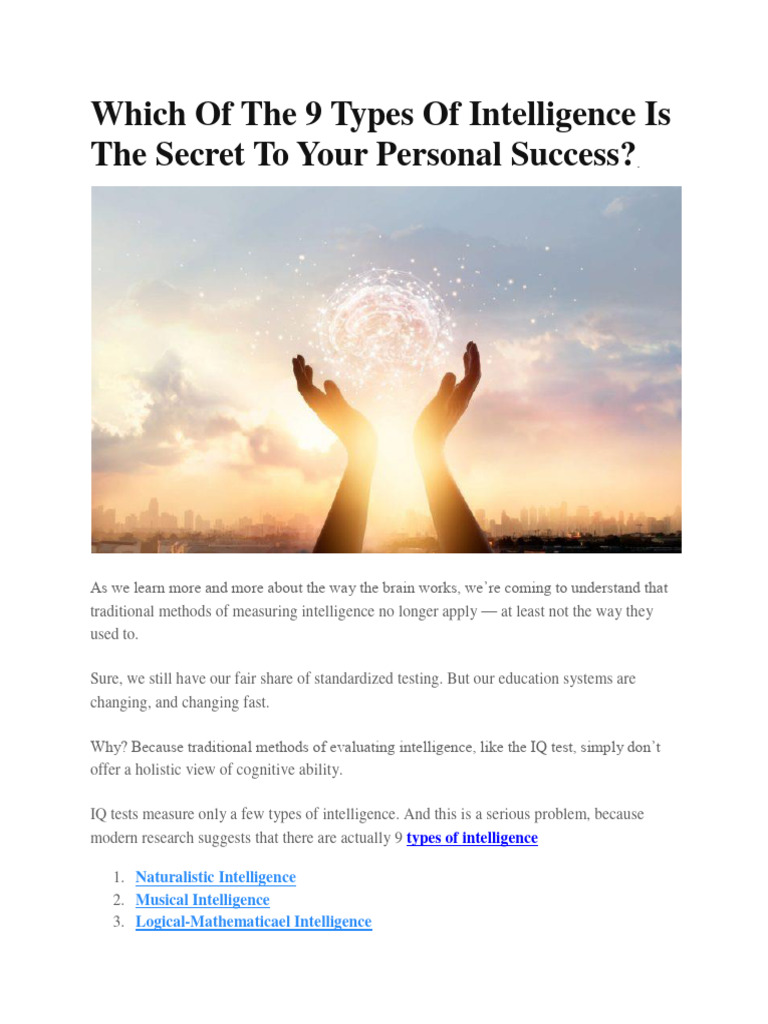 Types_Of_Intelligence | PDF | Intelligence | Psychological Concepts