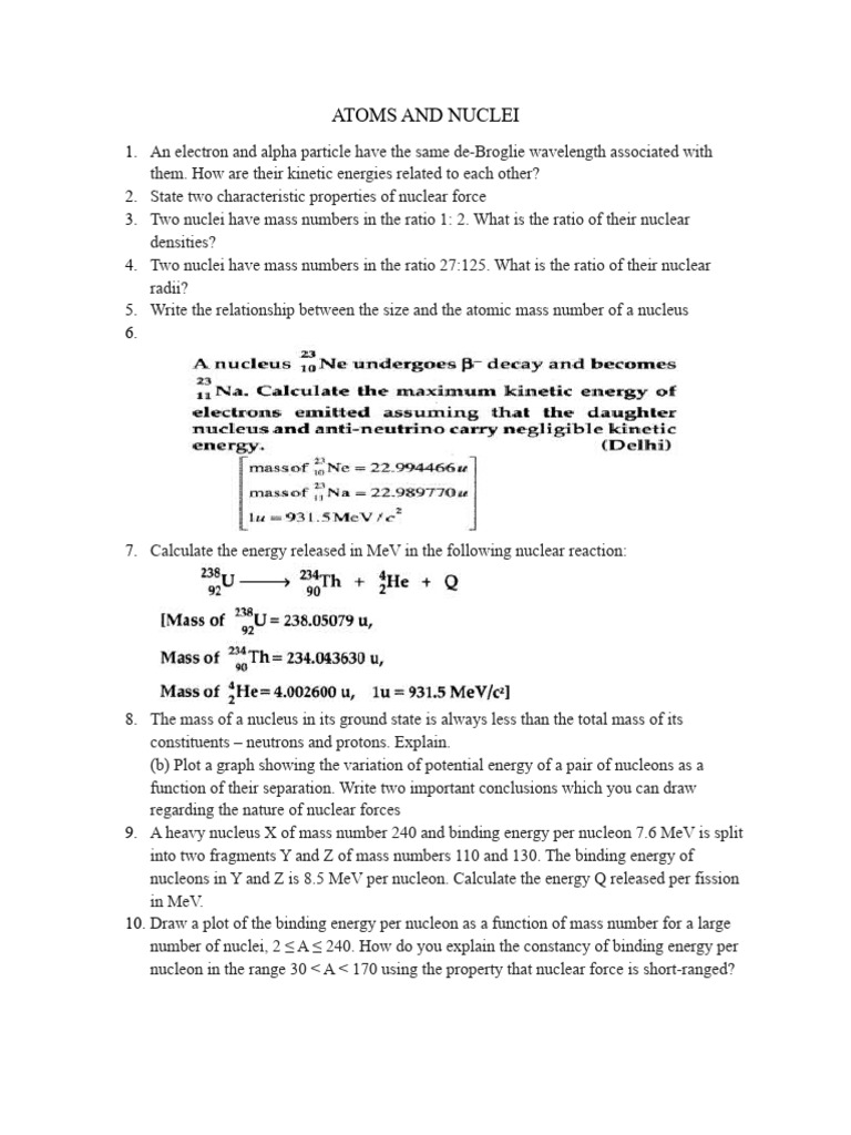 Assignment of Atoms and Nuclei | PDF | Science & Mathematics