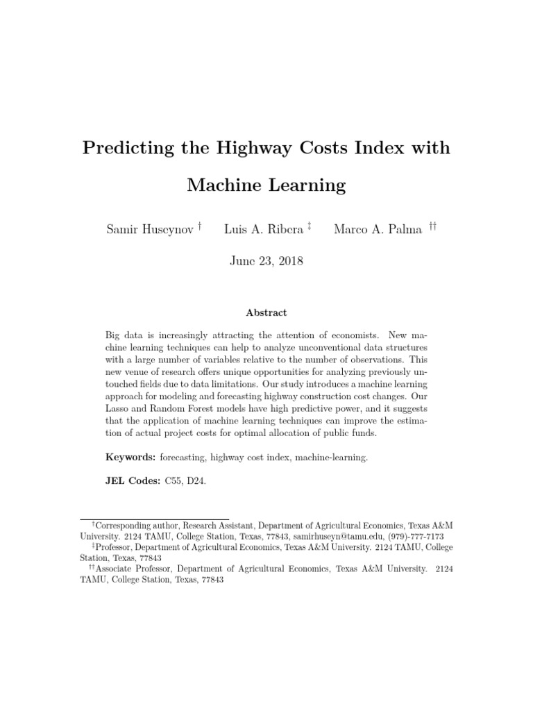 Predicting The Highway Costs Index With Machine Learning | PDF | Forecasting | Machine Learning