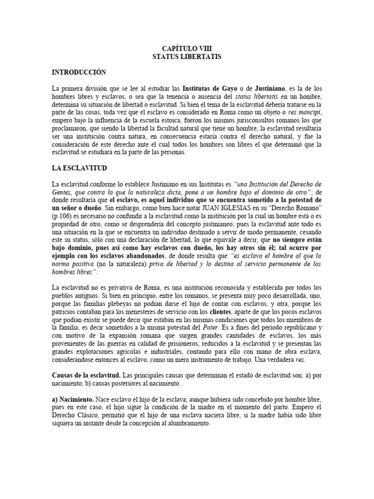 Tema 8 - Status Libertatis | PDF | Freedman | Esclavitud