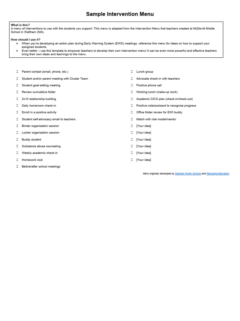 Intervention Menu | PDF | Social Psychology