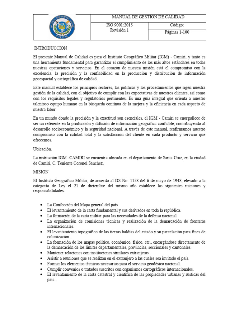 Manual de Calidad | PDF | Calidad (comercial) | Sistema de manejo de calidad