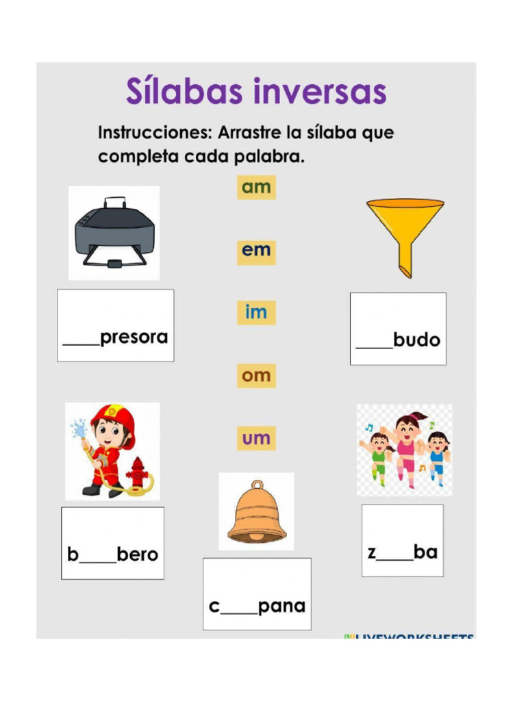 Sílabas inversas s n r l | PDF