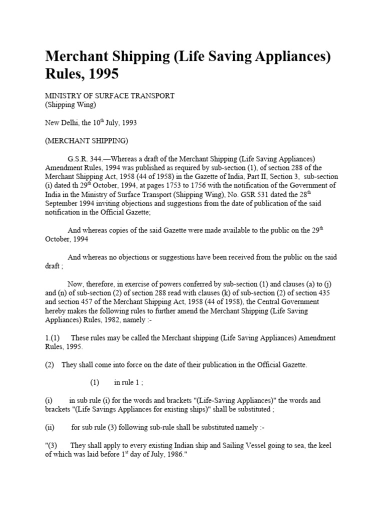 MS Rule - LSA - 1995 | Download Free PDF | Shipping | Ships