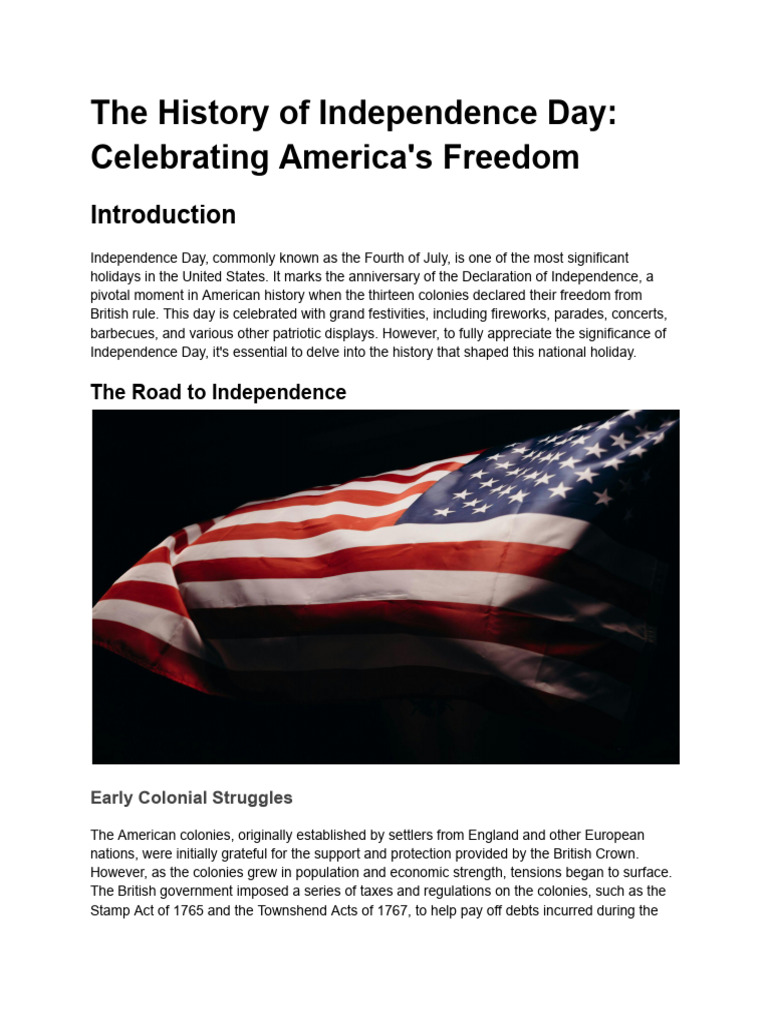 The History of Independence Day - Celebrating America's Freedom | PDF ...