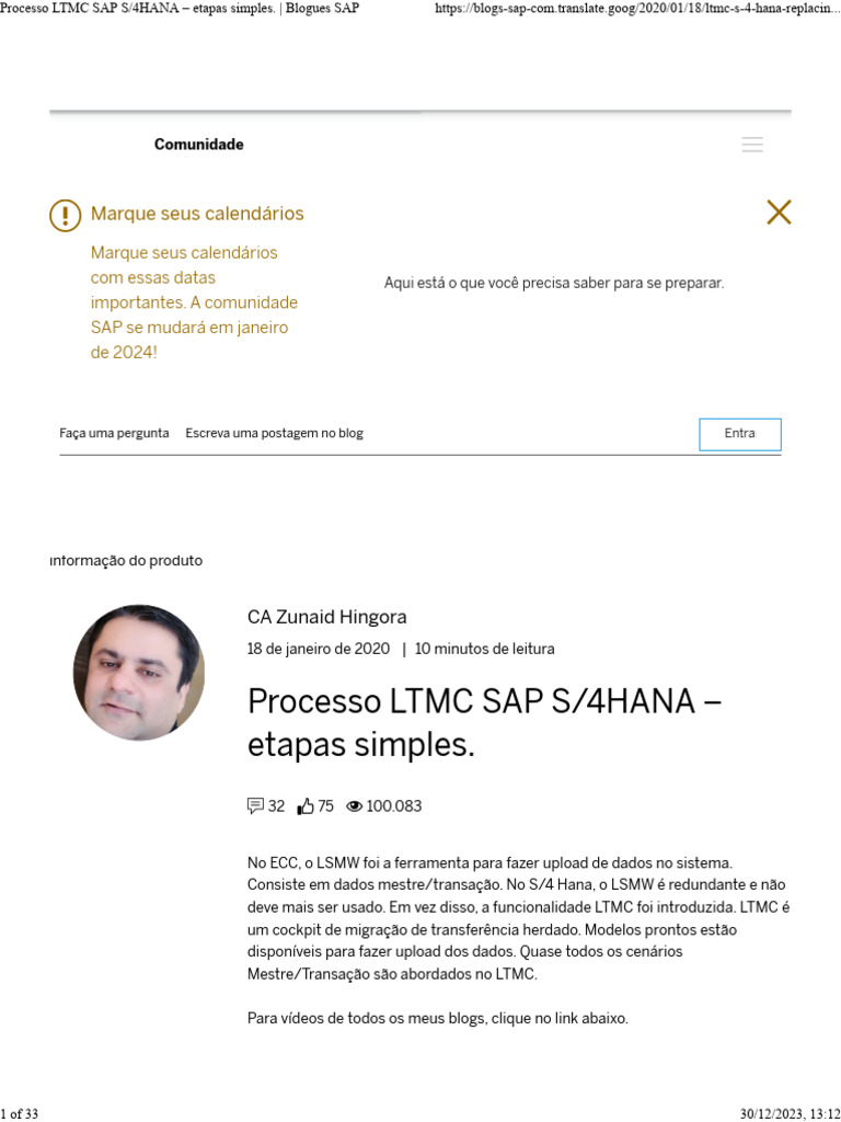 00 Processo LTMC SAP S - 4HANA - Etapas Simples Blogues SAP - v2 | PDF ...