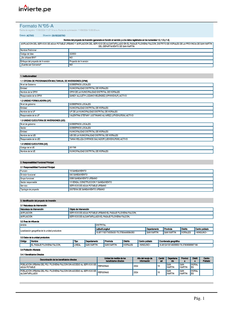 Formato 5a-Psj. Filomena Falcon | PDF | Alcantarillado | Administracion del Agua