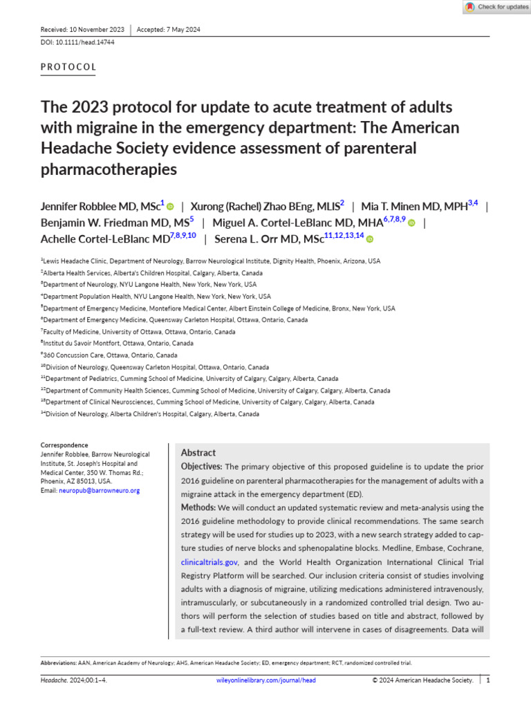 2023 Acute Migraine Treatment Protocol | PDF | Headache | Migraine