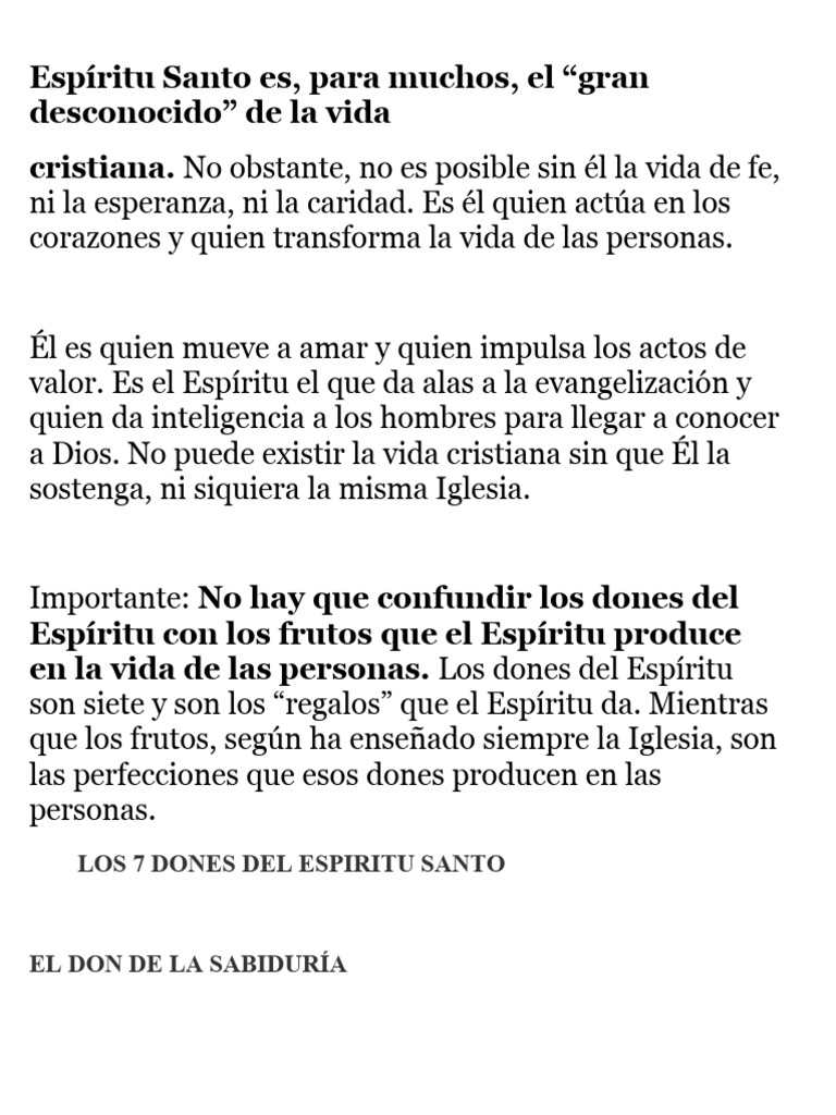 Los 7 Dones del Espíritu Santo | PDF | Fruto Del Espiritu Santo ...