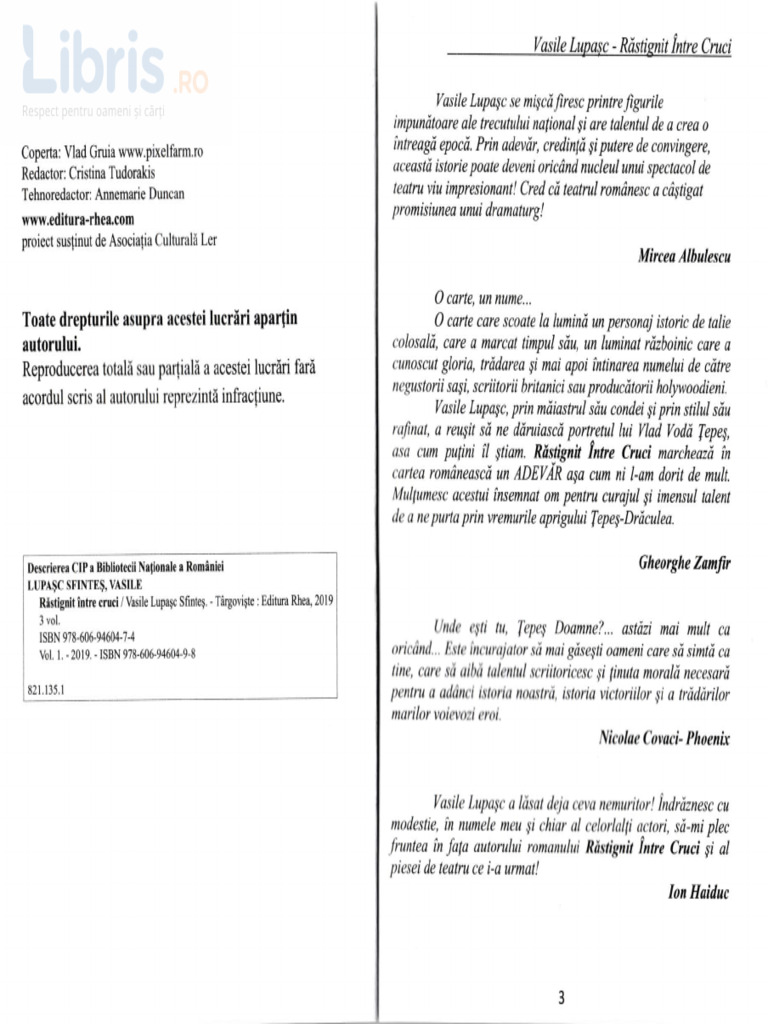 Rastignit Intre Cruci. Cartea 1 - Vasile Lupasc-Sfintes | PDF