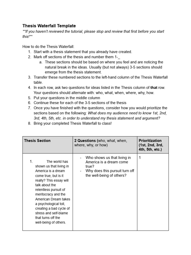 Copy of Thesis Waterfall Template | Download Free PDF | Thesis | Behavioural Sciences