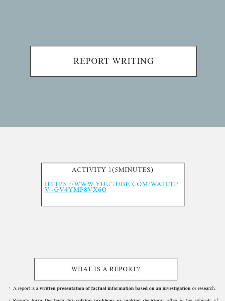 Report Writing | PDF | Memorandum | Cognition