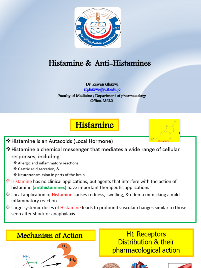 Anti-Histamines (Pharmacology by DR - Rawan) (3) | PDF | Allergy | Clinical Medicine