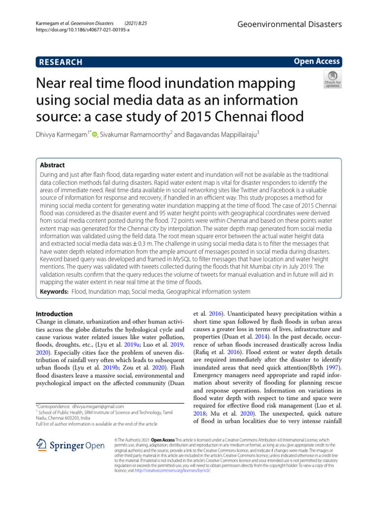 Near Real Time Flood Inundation Mapping Using Social Media Data As An Information Source: A Case ...