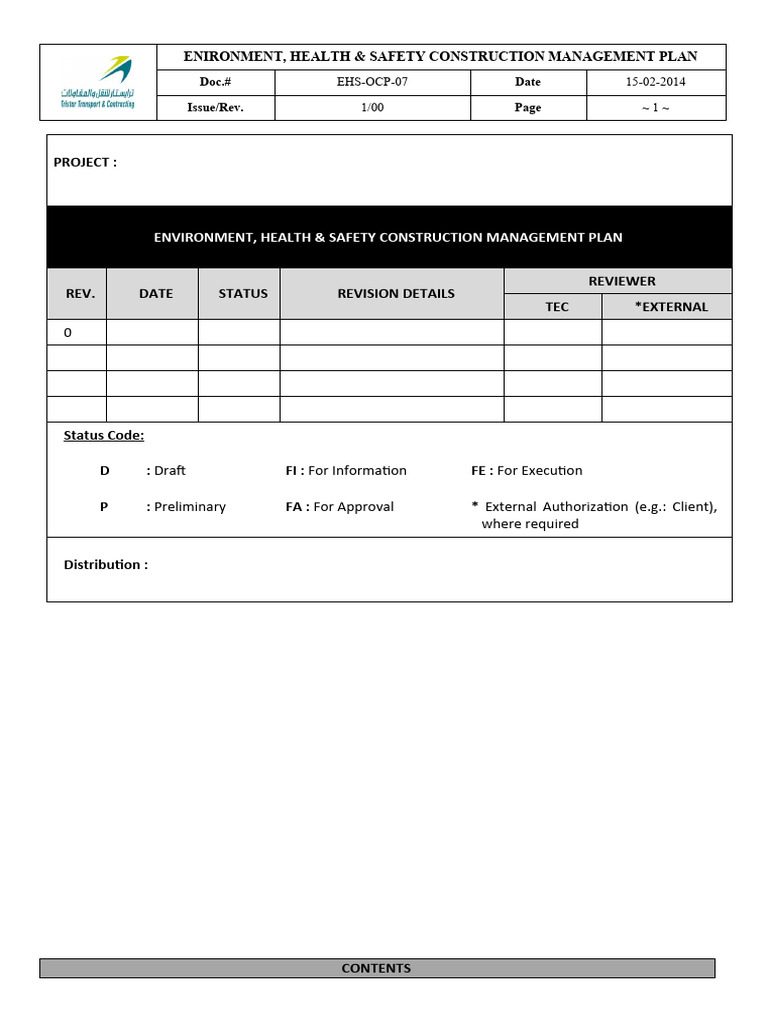 EHS Construction Management Plan | PDF | Occupational Safety And Health | Risk