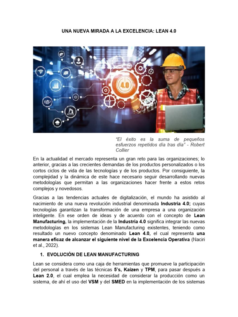 Lean 4.0: Transformación hacia la Excelencia | PDF | Lean Manufacturing ...