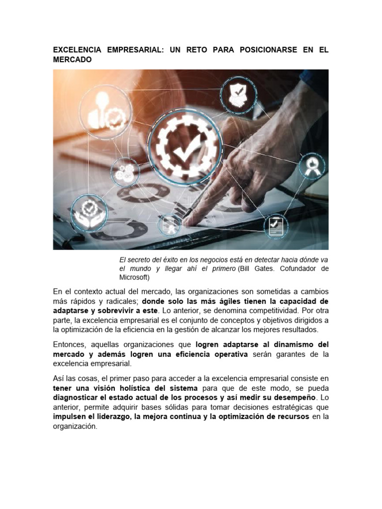 Excelencia Empresarial: Clave para Competitividad | PDF | Business ...