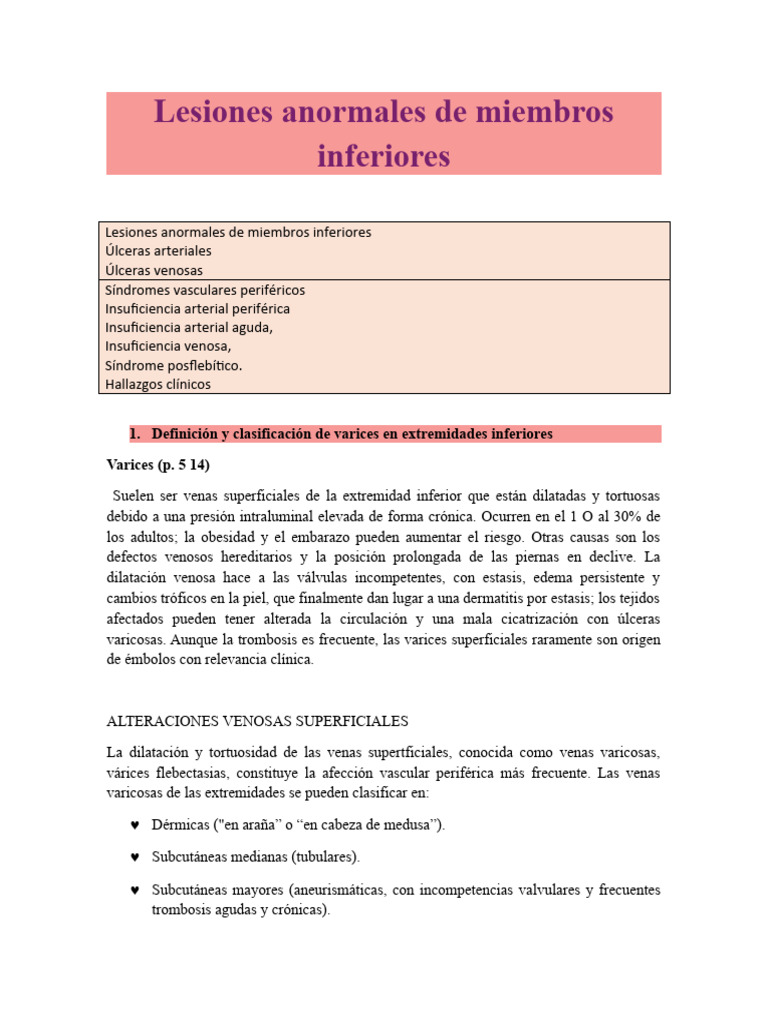Lesiones Anormales de Miembros Inferiores | PDF | Isquemia | Venas ...
