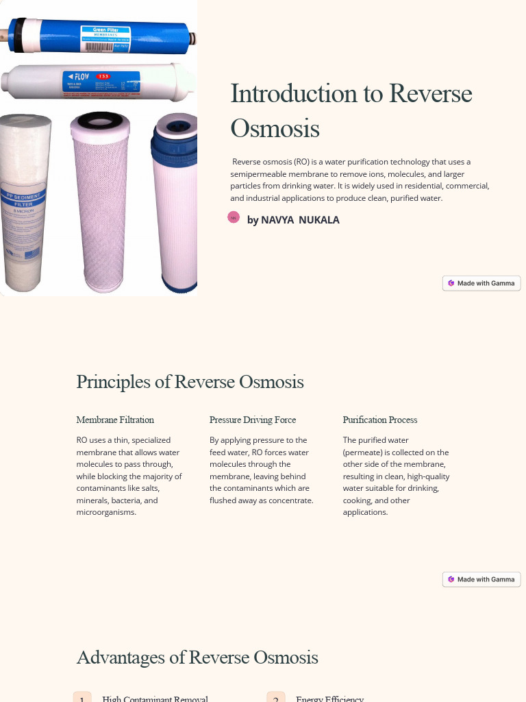 Introduction To Reverse Osmosis | PDF | Membrane | Water Purification