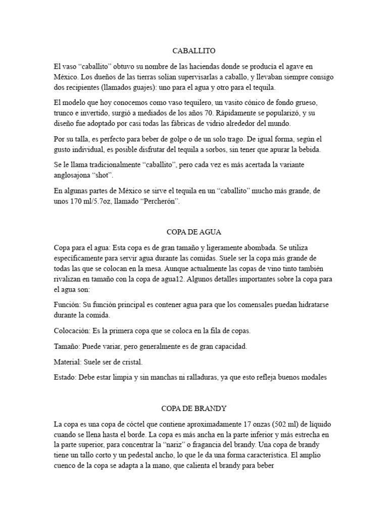 Tipos de Copas | Descargar gratis PDF | Bebidas alcohólicas | Bebida