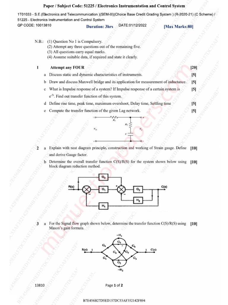 Be - Electronics and Telecommunication - Semester 3 - 2022 - December ...