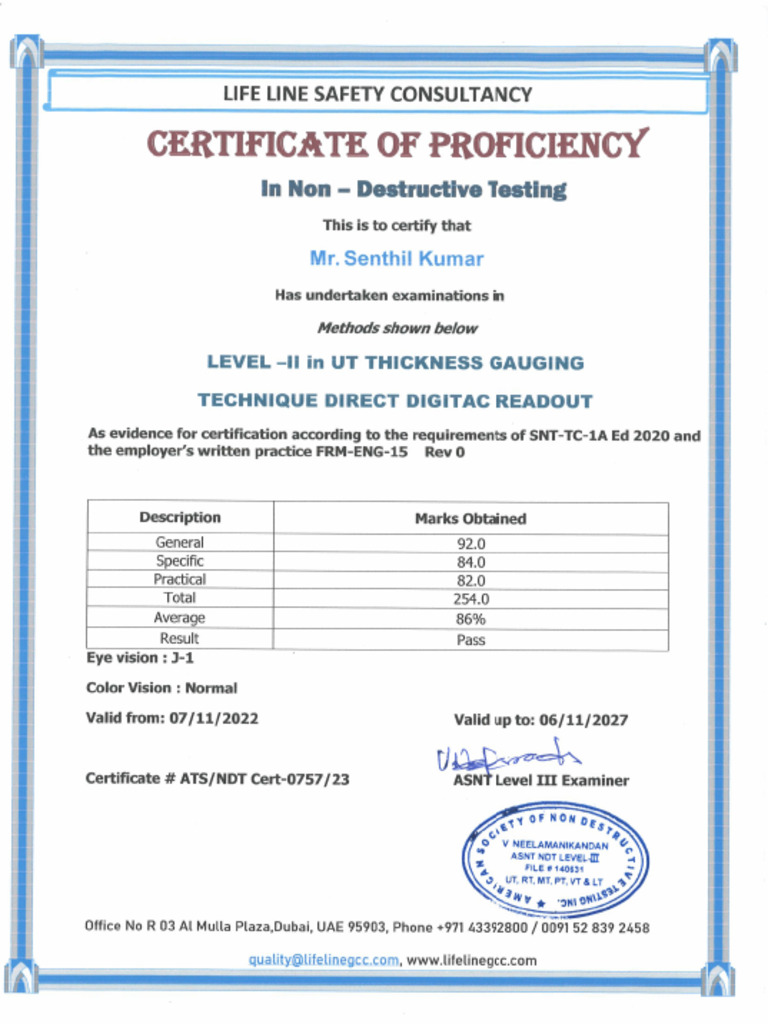 Senthil Kumar UT TRaining Certificate | PDF