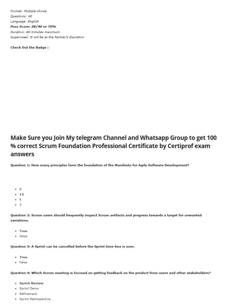 Certiprof Scrum Foundation Professional Certificate Exam Answers2 PDF ... Certiprof Scrum Foundation Professional Certificate Exam Answers2 PDF ...