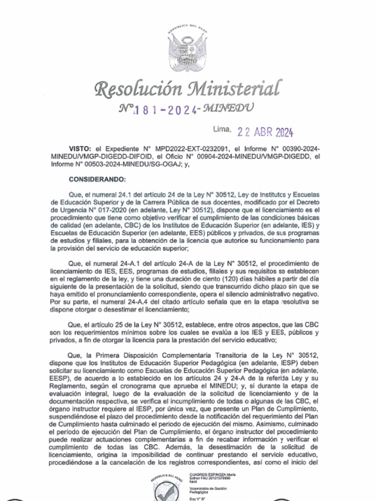 RM 181-2024-Minedu | PDF