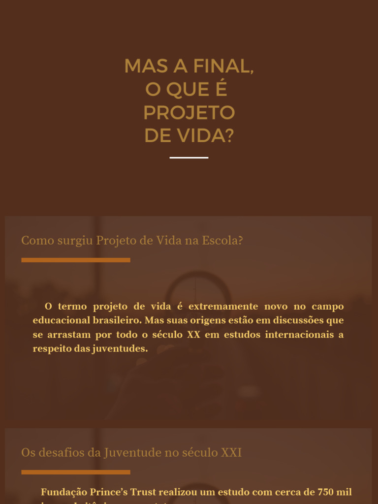 O que é projeto de Vida | PDF | Vida | Adolescência