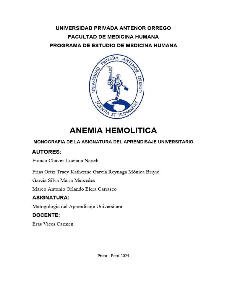 Caratula | PDF | Anemia | Glóbulo rojo