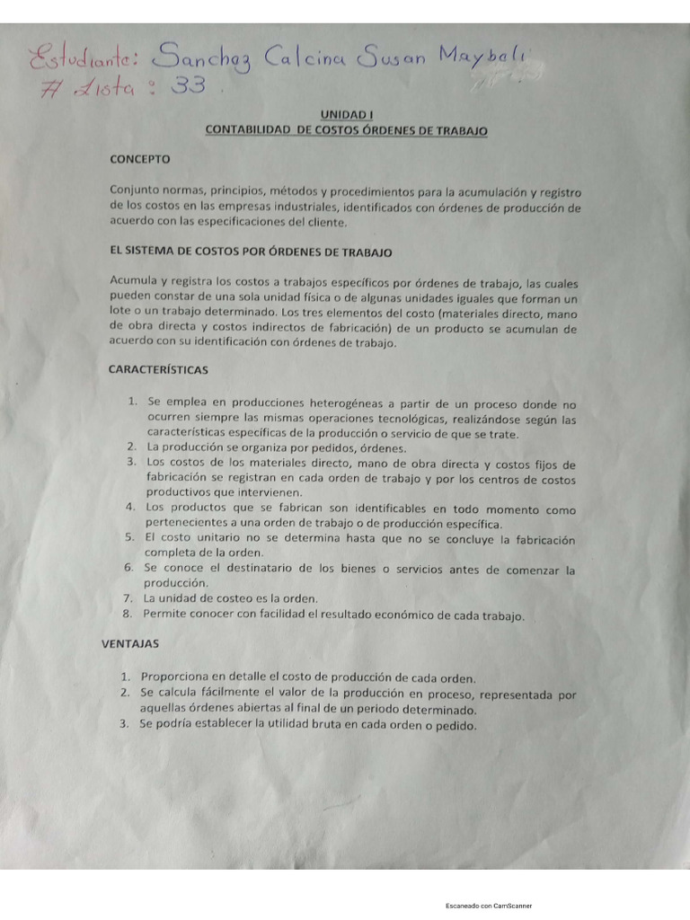 INCOS APUNTES COSTOS II - Sanchez Susan | PDF