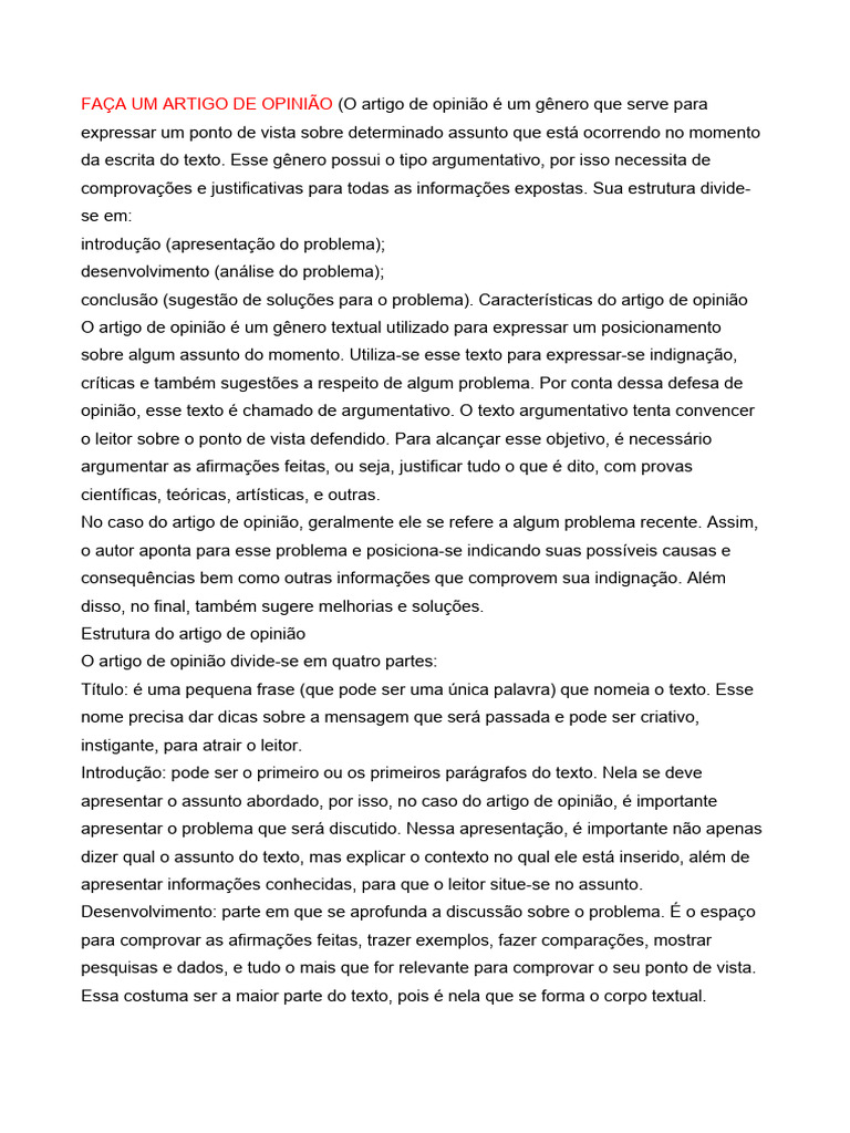 Modelo - ARTIGO DE OPINIÃO | PDF