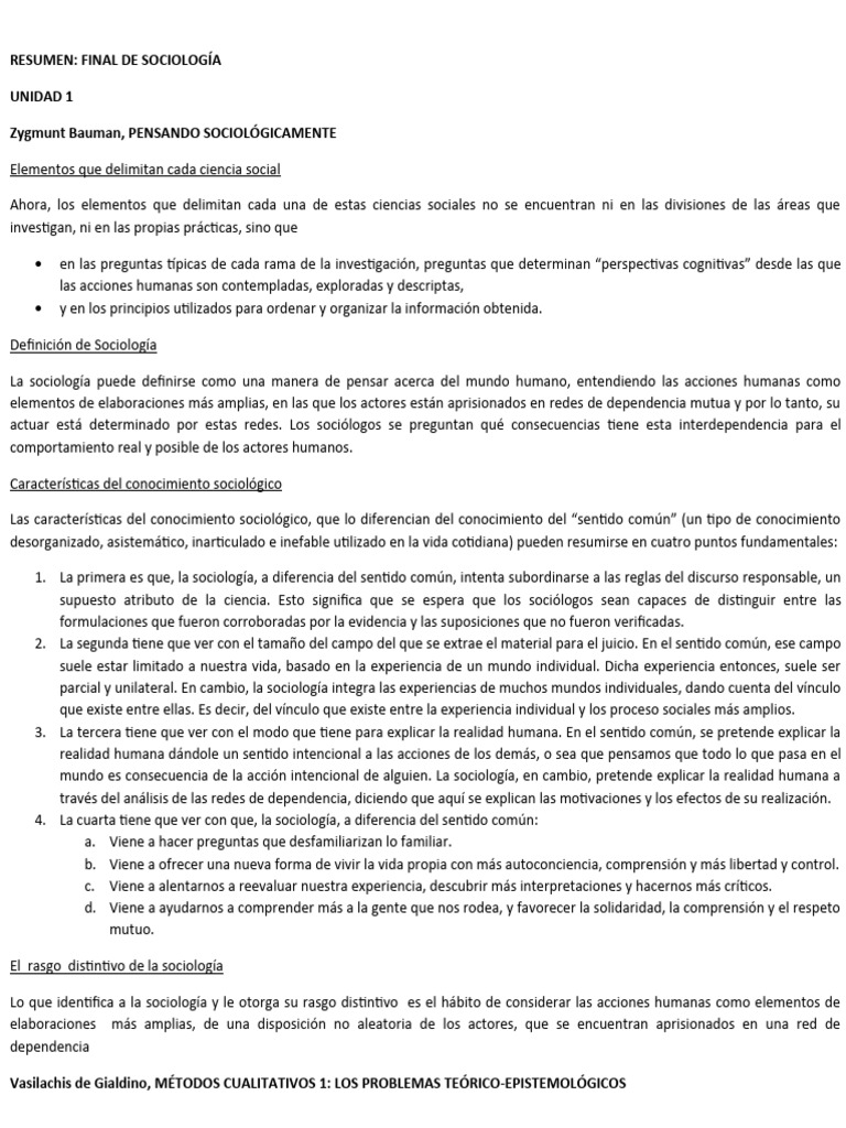 Resumen Final de Sociologia 2 | PDF | Sociología | Emile Durkheim