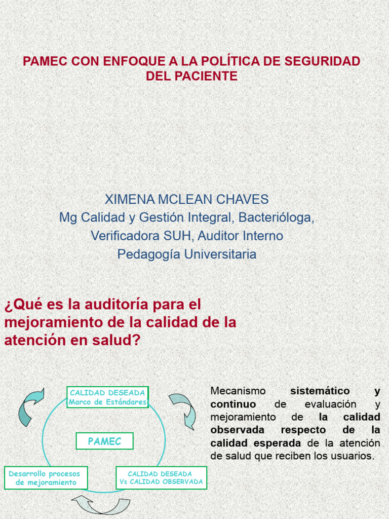 PAMEC Con Seguridad Del Paciente | PDF | Evaluación | Seguridad del ...