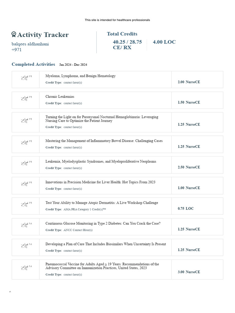 New Completed Activities Page | PDF | Medical Specialties | Public Health