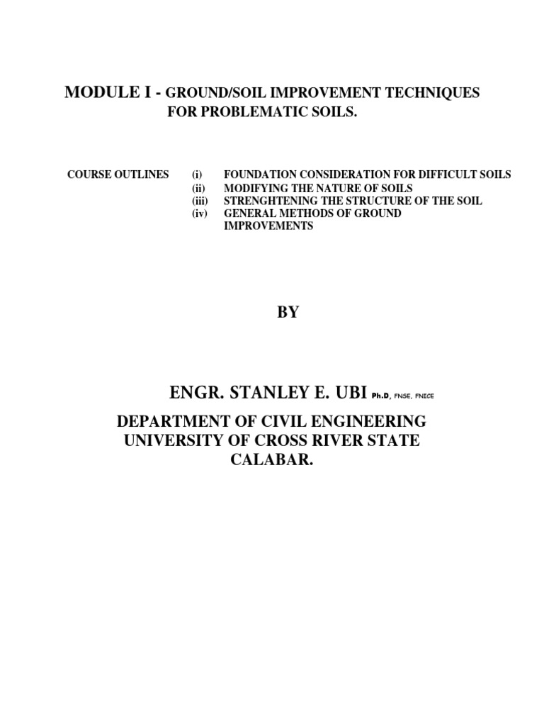 MODULE I - Ground & soil improvement techniques for problematic soils | Download Free PDF | Soil ...