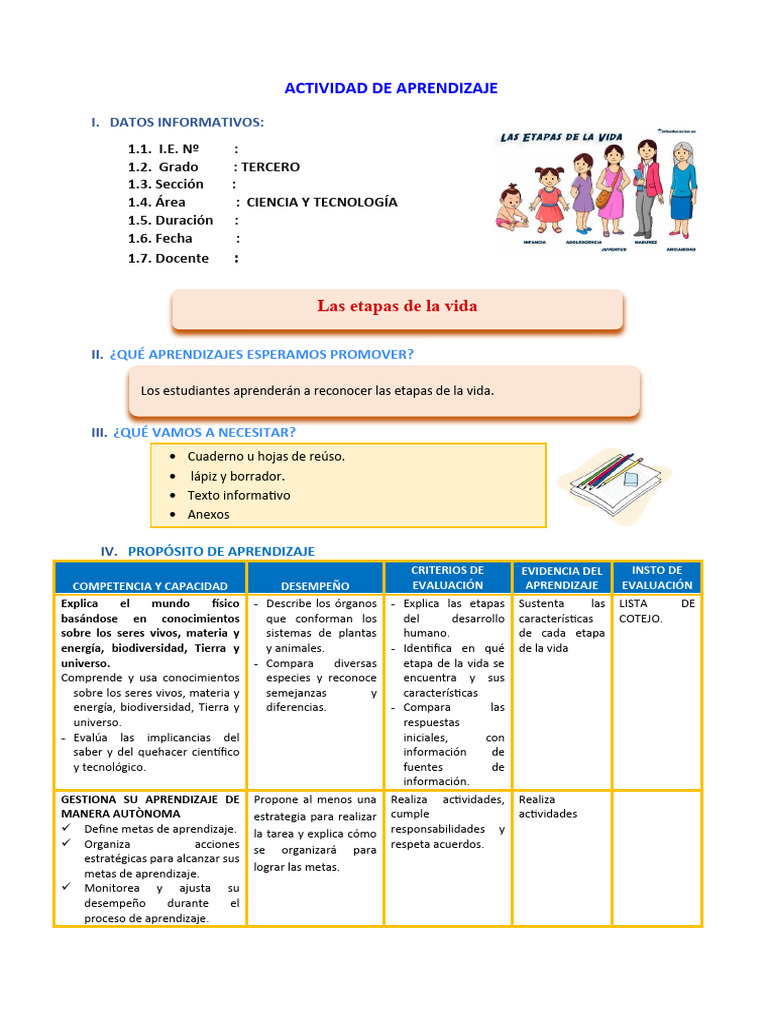 Etapas de La Vida | PDF | Aprendizaje | Evaluación
