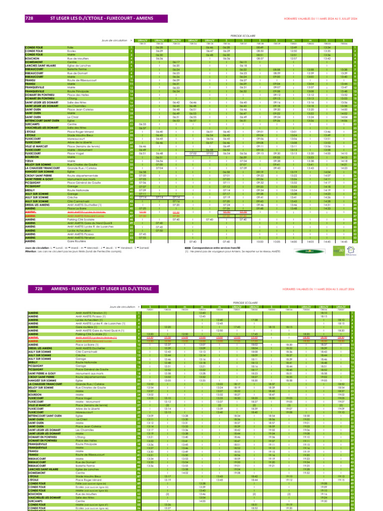 Horaires de bus du 11 mars au 5 juillet 2024 | PDF
