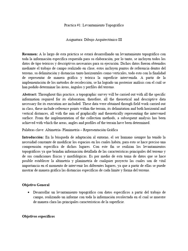 Levantamiento Topográfico: Práctica y Análisis | PDF | Topografía ...