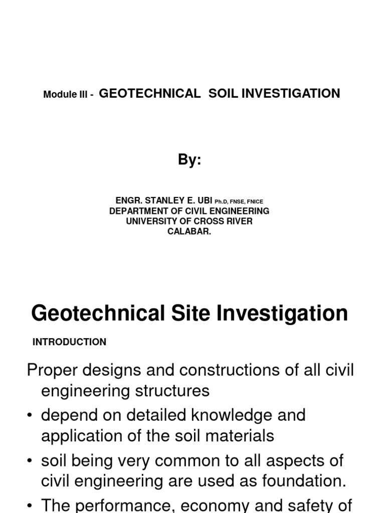 MODULE III - Geotechnical Soil Investigation | PDF | Geotechnical ...