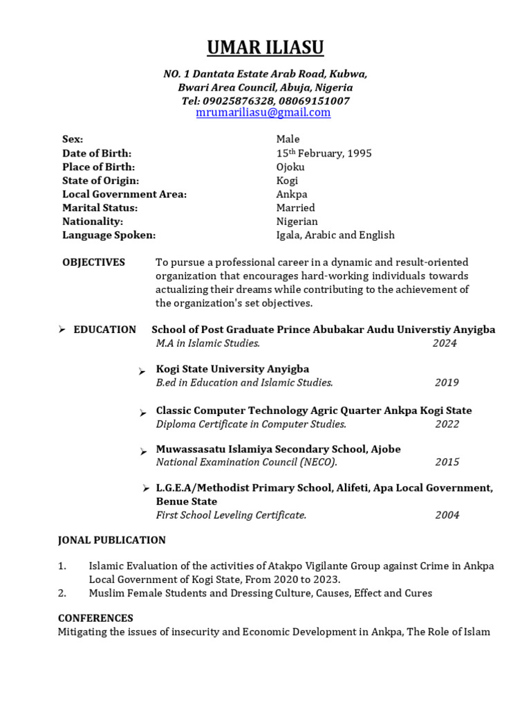 MR. Umar CV | PDF | Nigeria