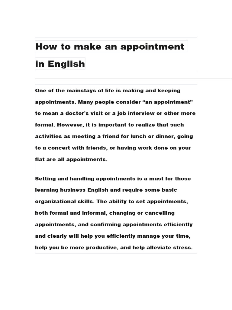 How To Make An Appointment in English | PDF | Human Communication