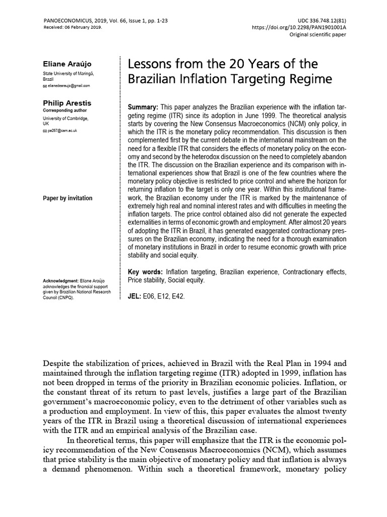 Brazilian Inflation Targeting Analysis | PDF | Monetary Policy | Inflation