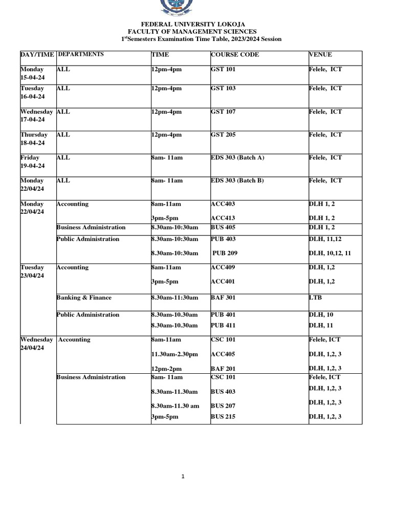2024 FMS 1st Semester Examination (Student New) | PDF